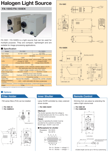 Halogen Light source (100W/ 150W) – SEIWA